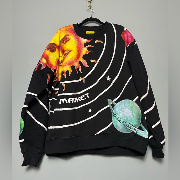 Market | Sweaters | Market Solar System Aop Crewneck Black Cosmic Print ...